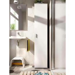 Badezimmersäule Lagalb, Badezimmerwandschrank, Hoher Mehrzweckschrank mit 1 Tür, 39x35h190 cm, Weiß - Dmora
