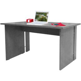 Linearer Schreibtisch für Büro und Arbeitszimmer, Minimaler Computertisch, Schreibtisch für die Arbeit, 120x78xh75 cm, Farbe Zementgrau - Dmora