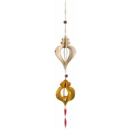 BURI Windspiel zum Aufhängen mit Teelichthalter Metall 15x98 cm Glasperlen Kerze Deko