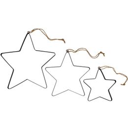 Spetebo Metall Deko Stern im 3er Set in schwarz - 24/34/41 cm - Weihnachts Wand Hänge Dekoration - Fenster Dekohänger Weihnachten Sterne
