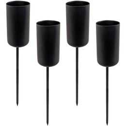 Spetebo Stabkerzen Pick 4er Set - schwarz - Kerzen Stecker für Advents und Weihnachts Gesteck - Kerzenpick für Tafelkerzen