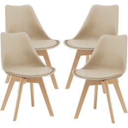 [en.casa] - 4er-Set Esszimmerstuhl Fläten 81x49 cm Beige en.casa - Beige