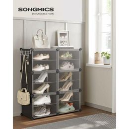 Songmics - Schuhregal mit 6 Fächern, Schuhschrank, 30 x 40 x 30 cm pro Fach, schmal, mit Türen, Stahlrahmen, Kunststoff, für Flur, Schlafzimmer,