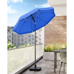 Songmics Sonnenschirm für Strand, ø 200 cm, Gartenschirm, UV-Schutz bis upf 50+, knickbar, Sonnenschutz, tragbar, Schirmrippen aus Glasfaser, blau GPU65BUV1