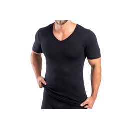 Hermko Unterziehshirt 554880 Herren kurzarm Shirt V-Ausschnitt aus Baumwolle/Modal/Elastan