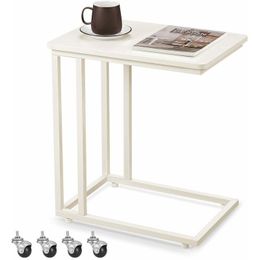 Songmics Vasagle Beistelltisch, Sofatisch mit Rollen, C-Form, mobiler Kaffeetisch, 35 x 50 x 60 cm, Wohnzimmertisch mit Metallgestell, für Kaffee und Laptop,