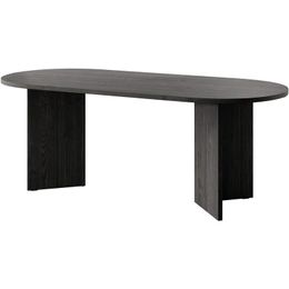 Selsey - ovo - Tisch Essstisch oval, Holzoptik Esche Portland Schwarz, 204 x 90 cm