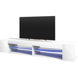 Selsey - mitchell - TV-Lowboard mit led, Weiß Matt / Weiß Glanz, 180 cm breit