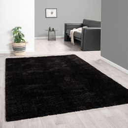 Teppich Hochflor Super Soft Wohnzimmer Kinderzimmer flauschig weich modern grau schwarz creme,Schwarz, 120x170 cm