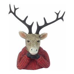 Dekofigur Rentier mit Pullover 14 x 11 cm rot Figur - TrendLine