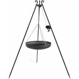 TRIZERATOP Wok am Dreibein, 180 cm Höhe, Rohstahl, 60 cm Durchmesser + Kurbel