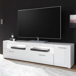 Lomadox TV-Lowboard 180cm CLAVI-61 in Hochglanz weiß, b/h/t ca.: 180/48/40 cm - weiß