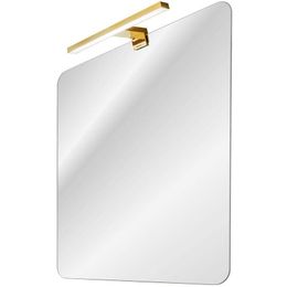 Lomadox Badezimmerspiegel 60cm mit LED-Leuchte in goldfarben ADELAIDE-56-WHITE, b/h/t ca. 60/70/10 cm