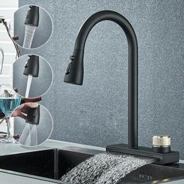Wasserhahn Küche Hochdruck Küchenarmatur mit Herausziehbarer Brause Ausziehbar Armatur, Mischbatterie Spültischarmatur, 360° Schwenkbar Zwei
