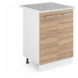 Unterschrank R-Line 60 cm Weiß/Sonoma modern Arbeitsplatte VICCO