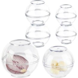 Frischhaltekugeln, 6er Set, Frischhaltedosen für Zwiebeln, Knoblauch, Kühlschrank, ø 7 & 9 cm, transparent - Relaxdays