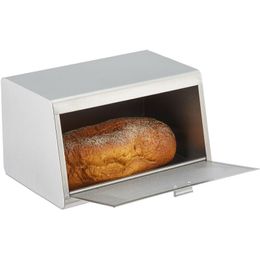 Brotkasten aus Edelstahl, Brot Aufbewahrungsbox, hbt: 20,5 x 34,5 x 23,5 cm, Brotaufbewahrung, Metall, Silber - Relaxdays