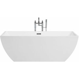 Beliani Badewanne Sanitäracryl Weiß 170 x 80 cm Freistehend Eckig Modern Badezimmer - Silber