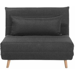 Beliani - Sofa Dunkelgrau Stoffbezug mit Schlaffunktion 1 Dekokissen Verstellbare Rückenlehne Holzbeine Schlafsofa Gästebett Modern Wohnzimmer