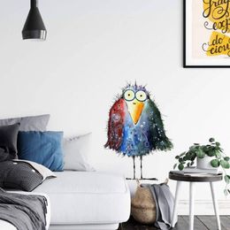 K&L WALL ART Wandtattoo Hagenmeyer Lebensfreude Wohnzimmer früher Vogel Rabe Krähe Deko Wandbild selbstklebend 28x40cm - bunt