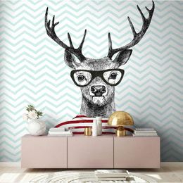 K&L WALL ART K&l Wall Art - Architects Paper Fototapete Atelier 47 Modern Deer Tiere - schwarz grau rot weiss