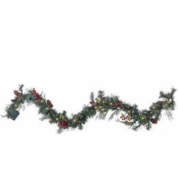 Beliani Weihnachtsgirlande Grün Kunststoff 180 cm mit led Beleuchtung Timer Batteriebetrieben Weihnachtsdeko für Kamin Treppe Geländer Fenster Innen - Grün