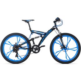 KS-Cycling Mountainbike KS CYCLING "Topspin" Fahrräder Gr. 51 cm, 26 Zoll (66,04 cm), schwarz (schwarz, blau) Full Suspension