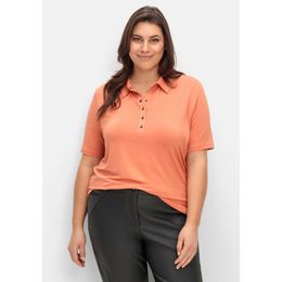 CREATION L PREMIUM Große Größen: Poloshirt mit Metall-Druckknöpfen, papaya, Gr.48