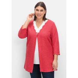 CRÉATION L Große Größen: Strickjacke mit Knopfverschluss, aus Bouclé-Qualität, rot, Gr.46