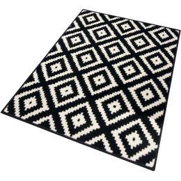 Teppich Hanse Home "Raute" Teppiche Gr. B/L: 160 cm x 230 cm, 9 mm, 1 St., schwarz (schwarz, creme) Esszimmerteppiche