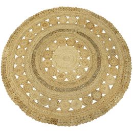 Sisalteppich CarpetFine "Juteteppich Finn" Teppiche Gr. Ø 150 cm, 13 mm, 1 St., beige (natur) Esszimmerteppiche