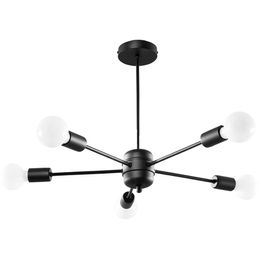 Kronleuchter SOLLUX LIGHTING "LANGO" Lampen Gr. 5 flammig, Höhe: 46 cm, schwarz Pendelleuchte Kronleuchter Verteiltes Licht