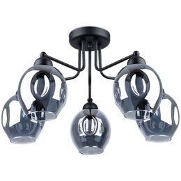 Kronleuchter SOLLUX LIGHTING "FILLAN" Lampen Gr. 5 flammig, Höhe: 36 cm, schwarz Designlampe Deckenlampe Deckenlampen leuchtet nieder