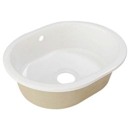 Welltime Küchenspüle Föhr, oval, 69/55 cm, Ovale Küchenspüle, Einbauspüle in Weiß, Spülbecken aus Keramik, weiß