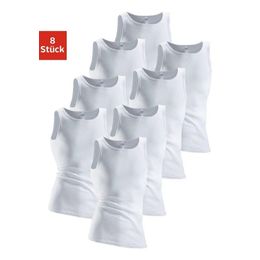 Clipper Unterhemd (8-St) aus Doppelripp, Tanktop, Unterziehshirt, weiß