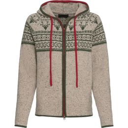 Reitmayer Jacquard-Zipp-Strickjacke Grau/Gr&uuml;n/Rot (Gr&ouml;&szlig;e: 38)