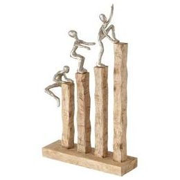 Deko Wohnzimmer Modern zum Hinstellen Figur Deko Skulptur Figuren Deko Modern Mangoholz, handgearbeitet, kletternder Mann, LxH 26 x 43 cm