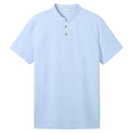 Tom Tailor Herren Poloshirt mit Stehkragen, blau, Uni, Gr. XXL