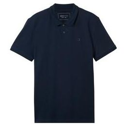 Tom Tailor DENIM Herren Basic Poloshirt mit Logo Print, blau, Uni, Gr. XS