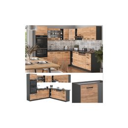 VICCO K&uuml;chenzeile Eckk&uuml;che Einbauk&uuml;che R-Line Ecke Anthrazit Eiche K&uuml;chenblock