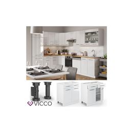 VICCO Schubunterschrank 80 cm Wei&szlig; K&uuml;chenzeile Unterschrank Fame