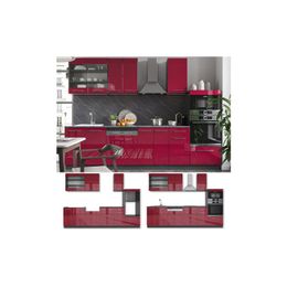 VICCO K&uuml;che Fame-Line 240 cm K&uuml;chenzeile K&uuml;chenblock Einbau Bordeaux Hochglanz
