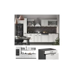 VICCO K&uuml;chenzeile K&uuml;chenblock Einbauk&uuml;che R-Line 350 cm Landhaus Anthrazit Wei&szlig; K&uuml;che