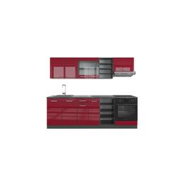 VICCO K&uuml;chenzeile K&uuml;chenblock Einbauk&uuml;che R-Line 240 cm Anthrazit Bordeaux Hochglanz K&uuml;che