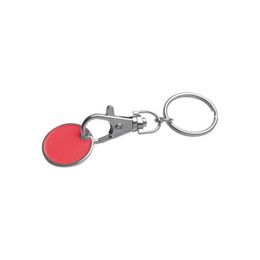 Livepac Office Schlüsselanhänger Metall Schlüsselanhänger mit Einkaufschip / Farbe: rot