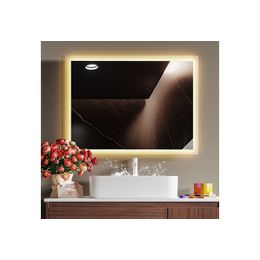 EMKE Badspiegel mit Beleuchtung 80x60cm LED Lichtspiegel 3000K Warmweiß Wandschalter