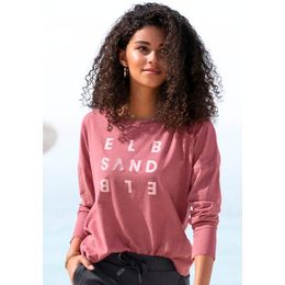 ELBSAND Longsleeve 'Ingrun' violett Gr. S (36) für Damen. Rundhals und Logodruck. Figurumspielend. Nachhaltig.