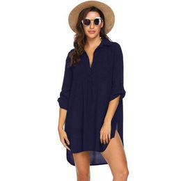 KIKI Strandkleid Damen Strandkleid Bikini Cover Up Bademode Strand Vertuschen Shirt