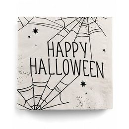 Horror-Shop Papierserviette Spinnweben Servietten mit Happy Halloween Schriftz