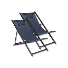 FIFITARA Gartenliege Metall Liegestuhl klappbar anthrazit 4-stufige Rückenlehnenverstellung